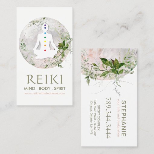 Magical Moon and Greenery Reiki Business Cards | Zazzle