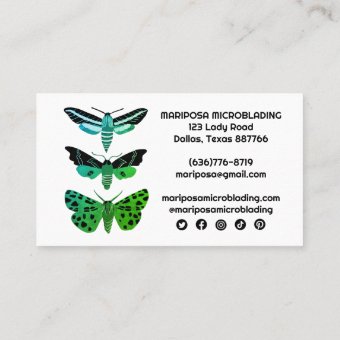 Magical MOTHS Esthetician Beauty Salon Green Business Card | Zazzle