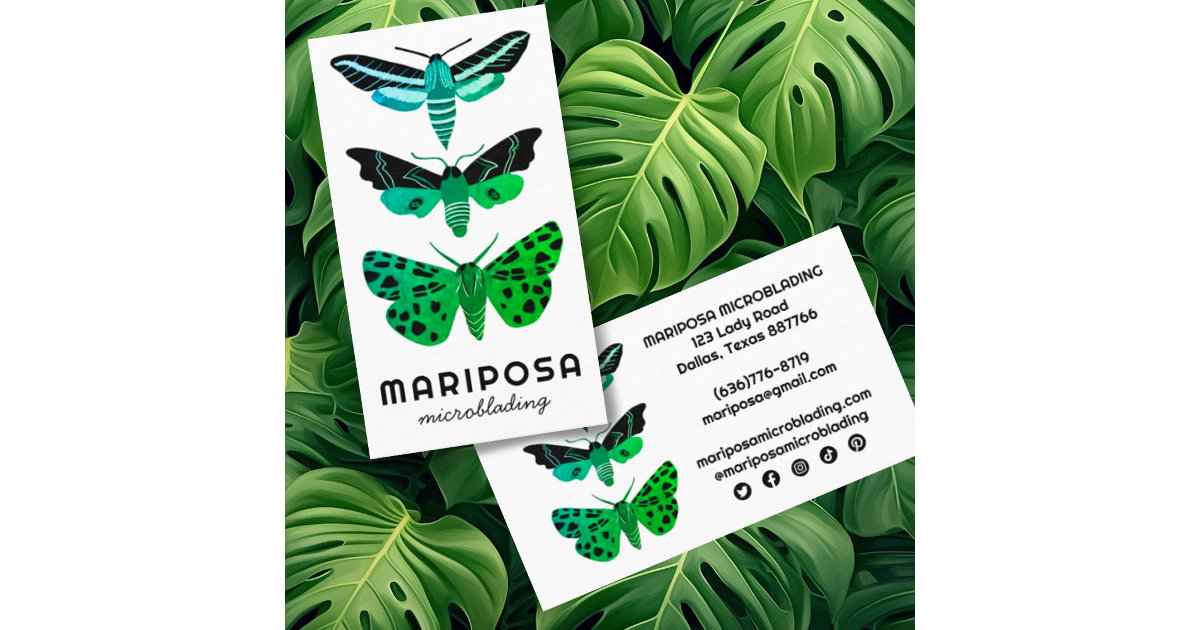 Magical MOTHS Esthetician Beauty Salon Green Business Card | Zazzle