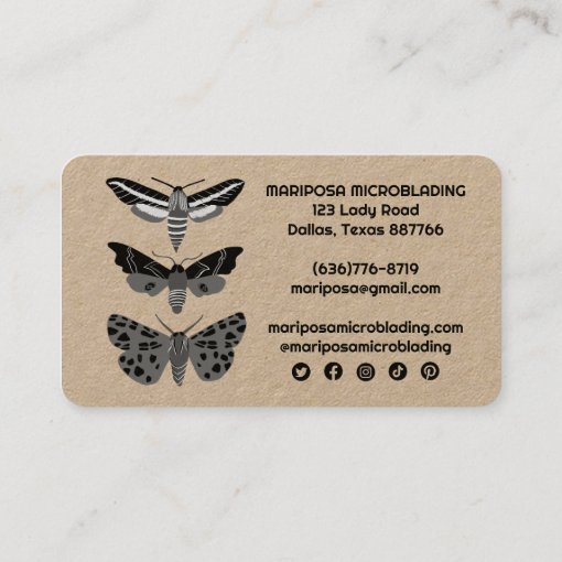 Magical MOTHS Esthetician Beauty Salon Kraft Business Card | Zazzle