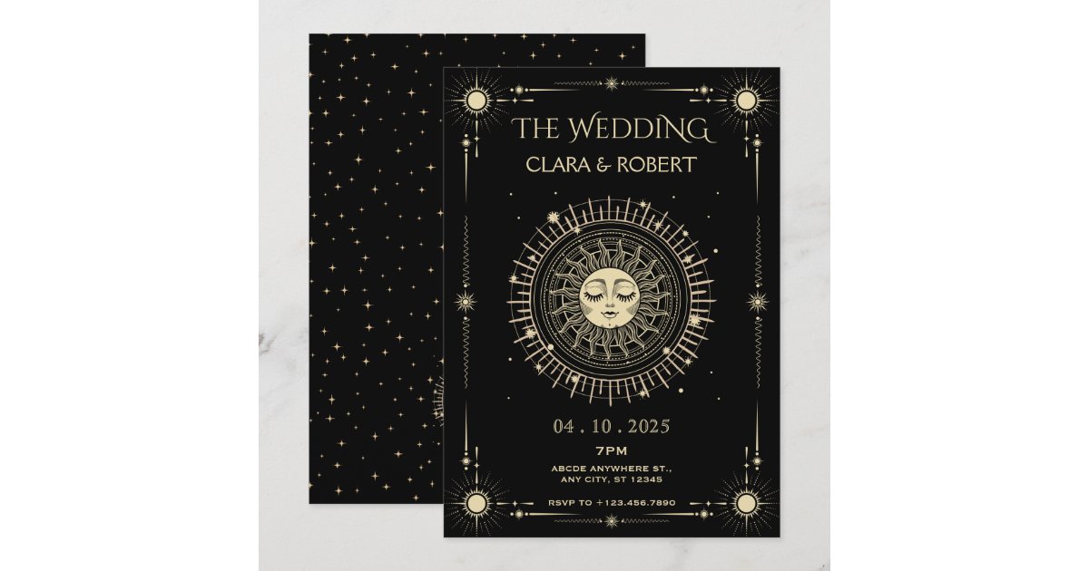Magical mystical tarot boho sun Wedding Invitation | Zazzle