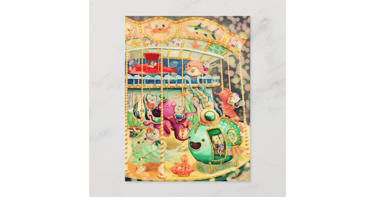 Magical Nautical Carousel Postcard | Zazzle