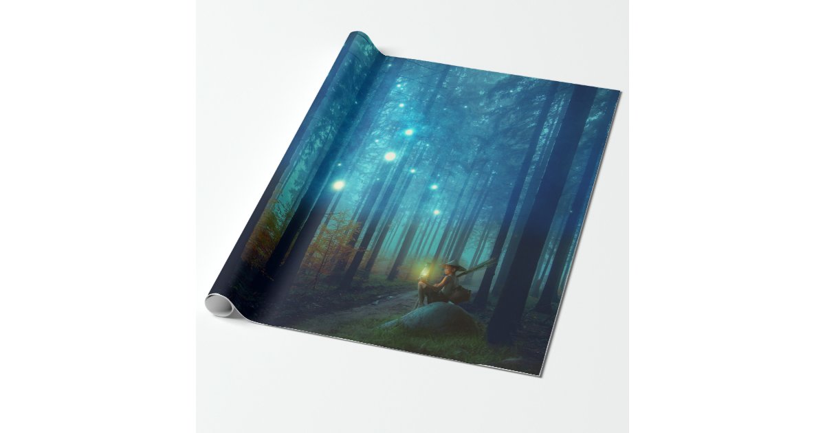 Magical Night Forest Trees Fairy Tale Wrapping Paper | Zazzle