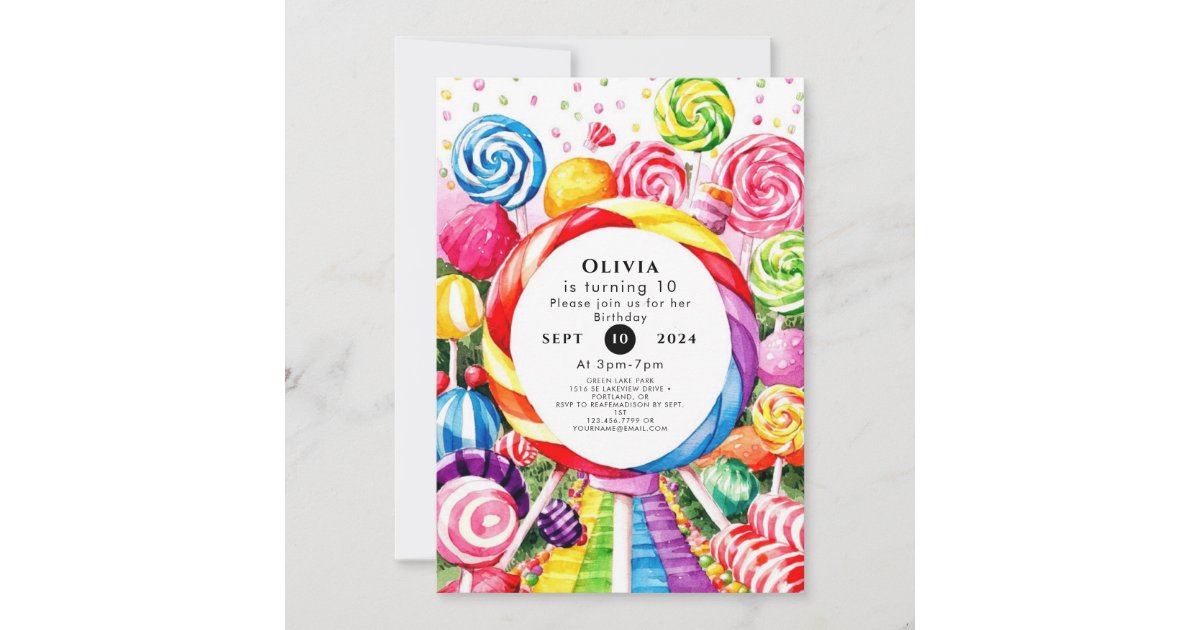 Magical Pastel Candyland Birthday Invitation | Zazzle