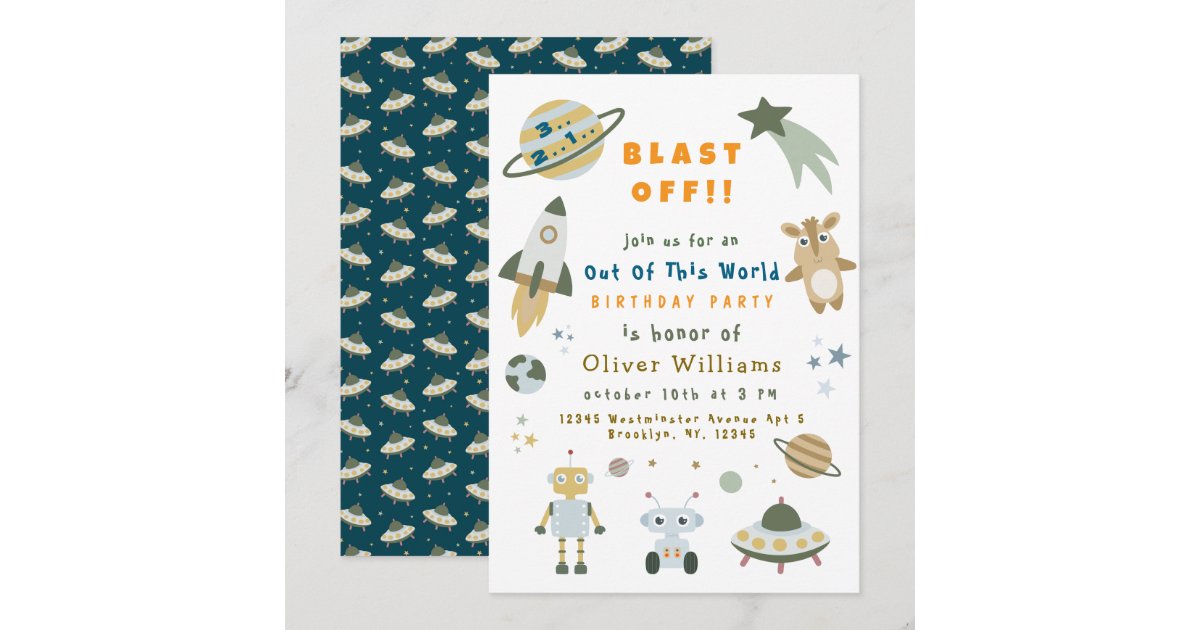Magical Personalized Space Birthday Party Invite | Zazzle