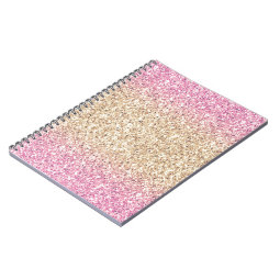 Magical Pink and Gold Glitter Ombre Notebook | Zazzle