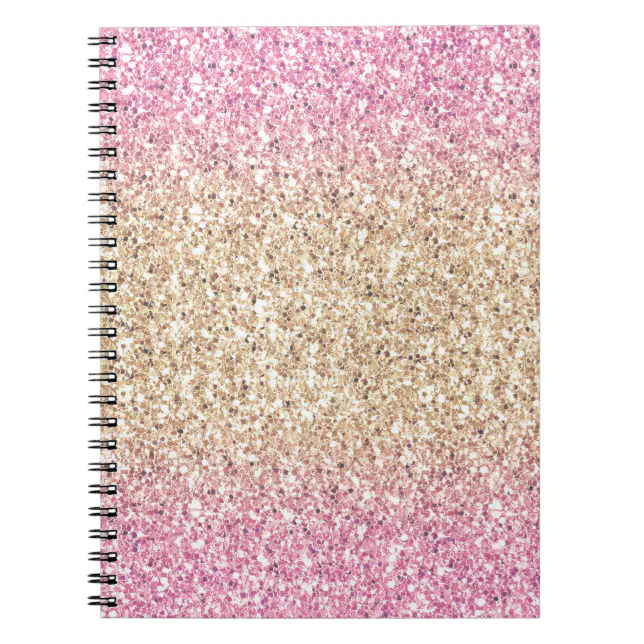 Magical Pink and Gold Glitter Ombre Notebook | Zazzle