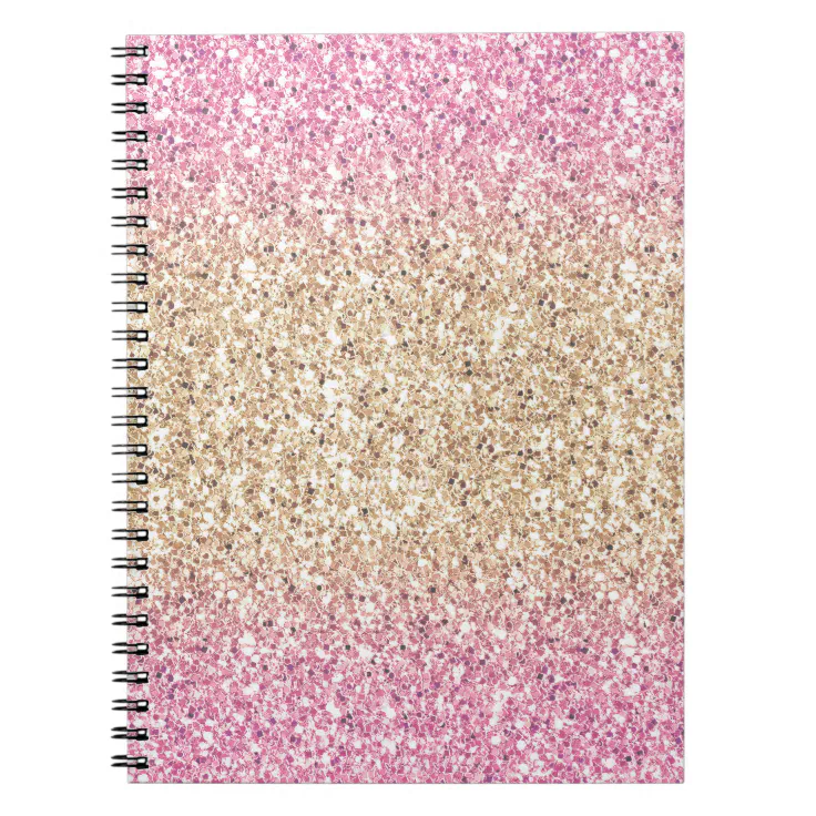 Magical Pink and Gold Glitter Ombre Notebook | Zazzle