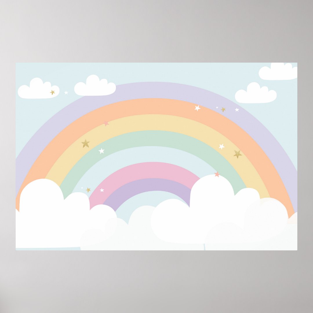 MAGICAL Rainbow BIRTHDAY PARTY BACKDROP Poster | Zazzle