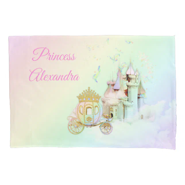 Magical Rainbow Princess Castle Carriage Pillowcase | Zazzle