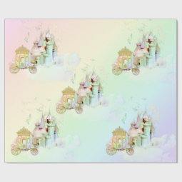 Magical Rainbow Princess Castle Carriage Wrapping Paper | Zazzle