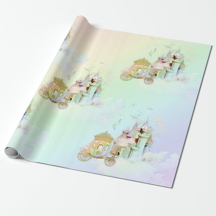 Magical Rainbow Princess Castle Carriage Wrapping Paper | Zazzle.com