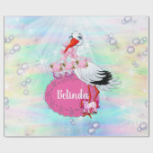 Magical Rainbow Stork, Baby Mermaids Wrapping Paper | Zazzle