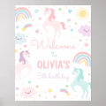 Magical Rainbow Unicorn Birthday Party Welcome Poster | Zazzle