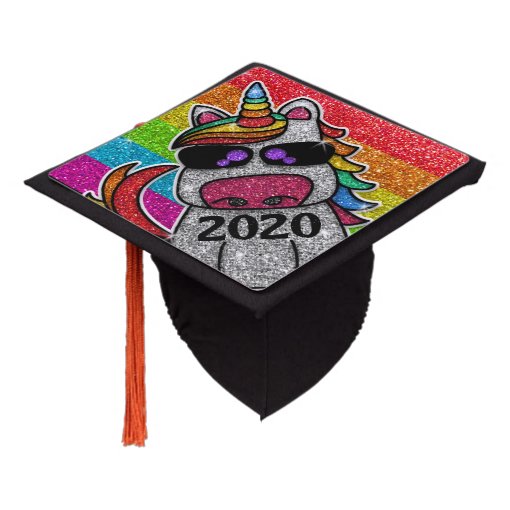 Magical Rainbow Unicorn Glitter Class of 2020 Graduation Cap Topper ...