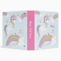 Magical Rainbow Unicorn Personalized Kids 3 Ring Binder | Zazzle