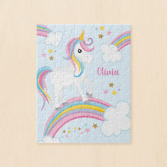 Magical Rainbow Unicorn Personalized Kids Jigsaw Puzzle | Zazzle