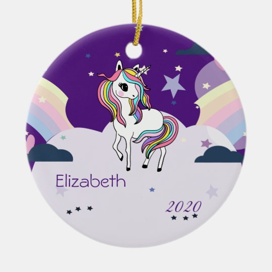 Magical Rainbow Unicorn Stars,Clouds Ceramic Ornament | Zazzle.com