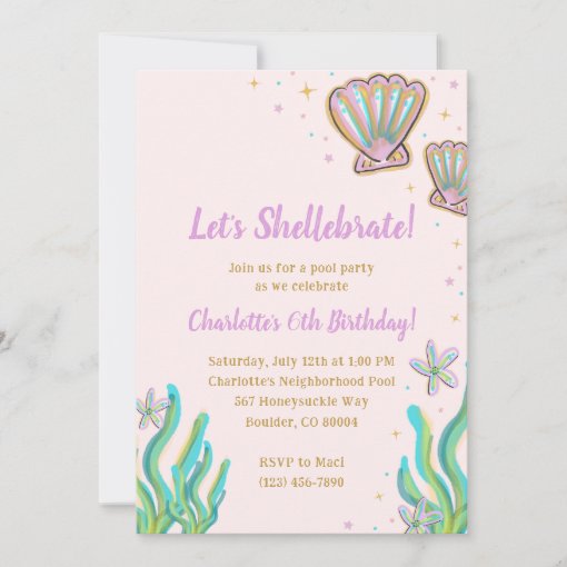 Magical Shell-e-bration Birthday Party Invitation | Zazzle