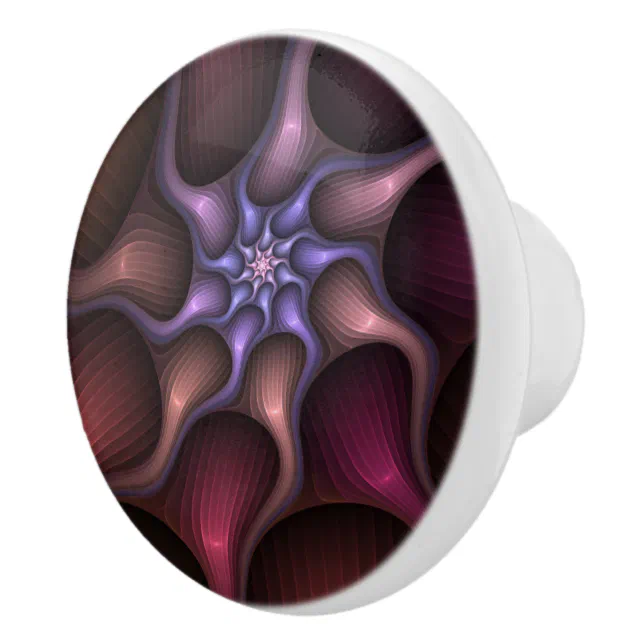 Magical Shiny Abstract Striped Colorful Fractal Ceramic Knob | Zazzle