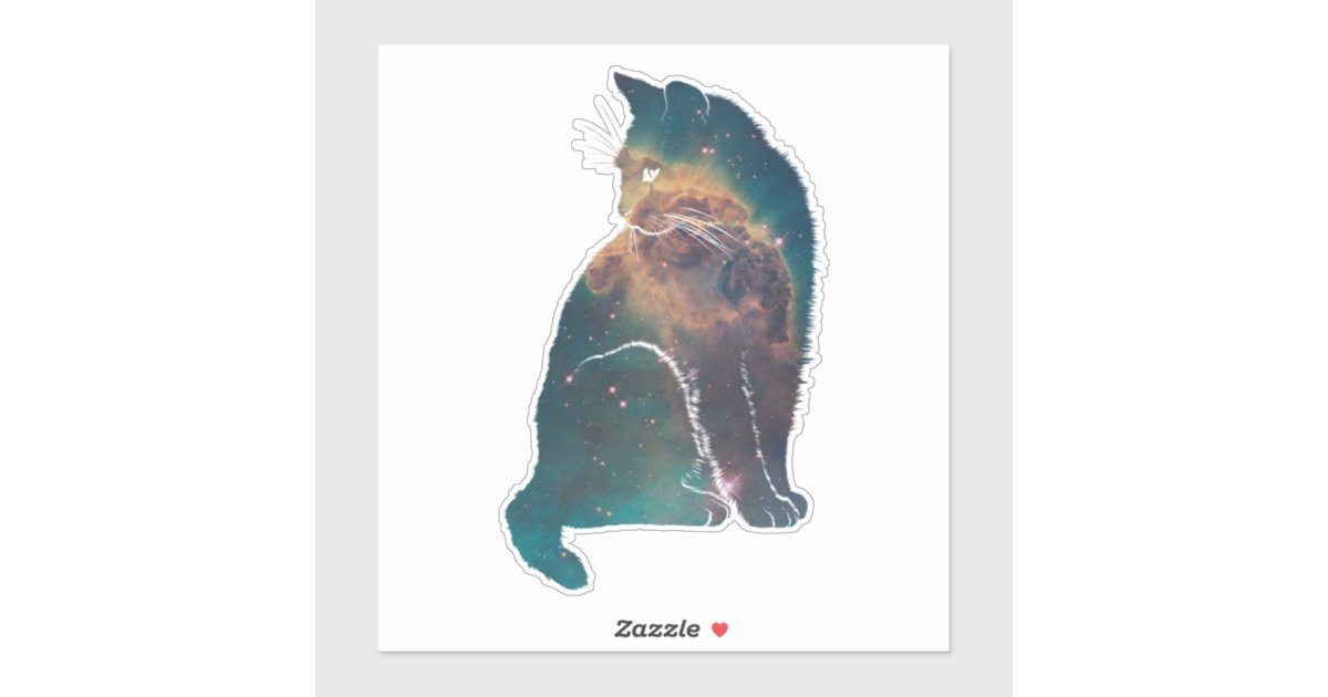 Magical Space Nebula Cat Sticker | Zazzle