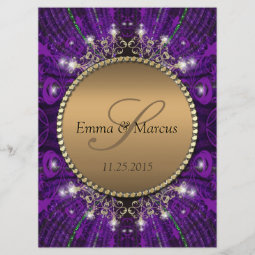 Magical Sparkle Gold+Purple Wedding Big Size Menu | Zazzle
