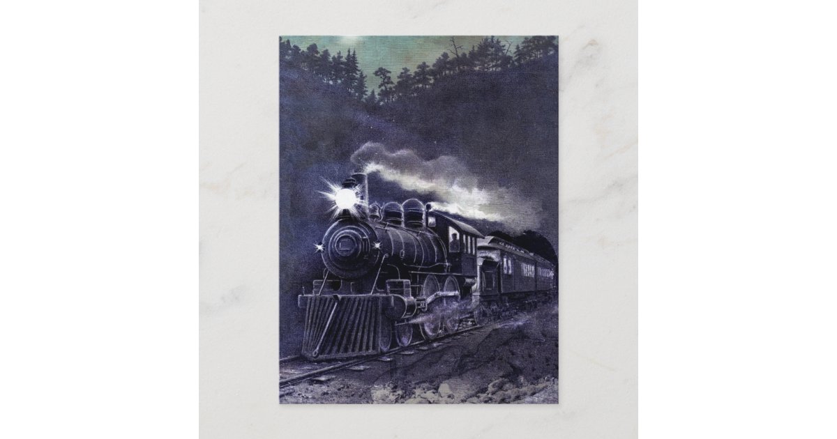 Magical Steam Engine Victorian Train Postcard | Zazzle