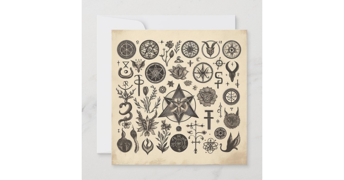 Magical Symbols Antique Drawing Sigils Pattern Card | Zazzle