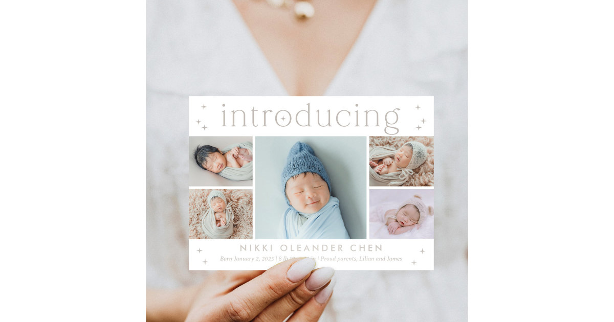 Magical Time Editable Color Birth Announcement | Zazzle