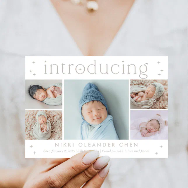 Magical Time Editable Color Birth Announcement | Zazzle