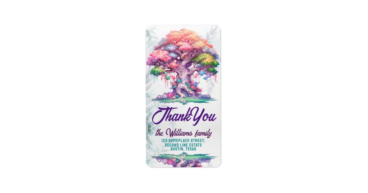 Magical Tree of Life Baby Shower Thank You Label | Zazzle