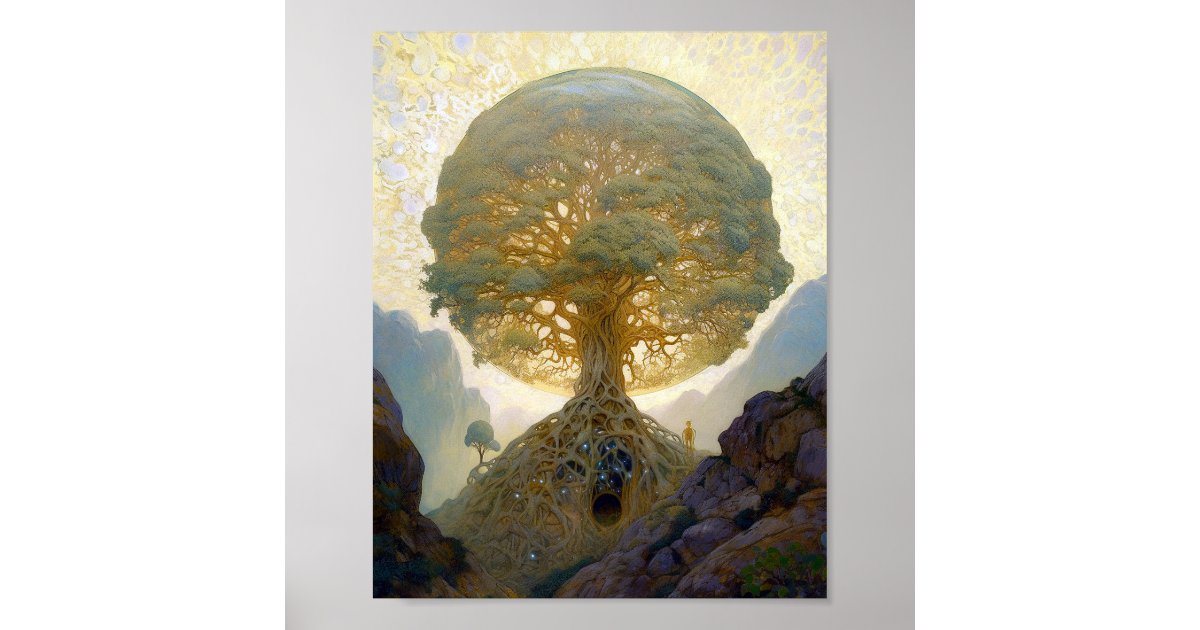 Magical Tree Of Life Surreal Nature Art Poster | Zazzle