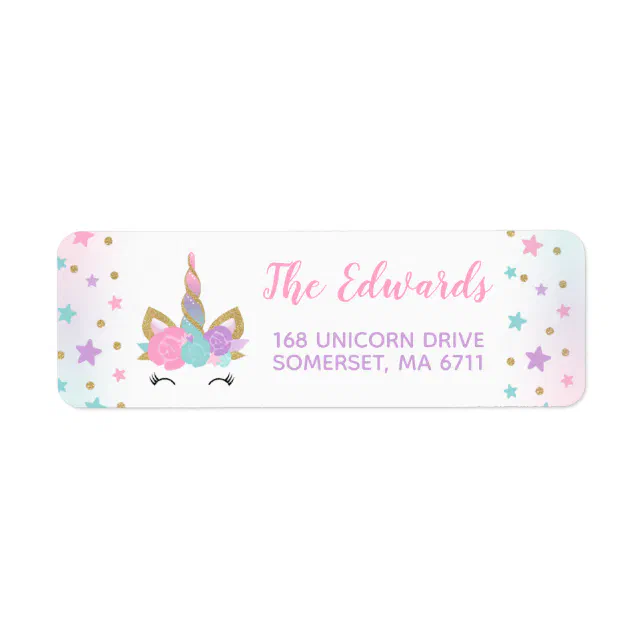 Magical Unicorn Address Labels Unicorn Party | Zazzle