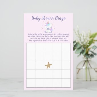 Magical Unicorn Baby Shower Bingo Game | Zazzle