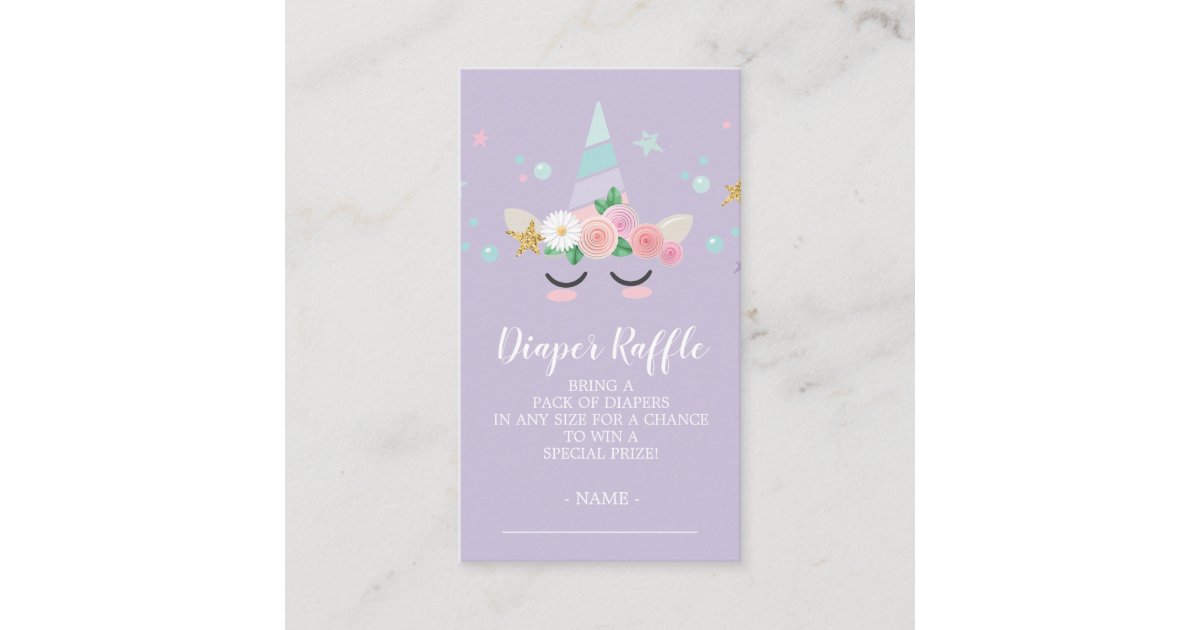 Magical Unicorn Baby Shower Diaper Raffle Ticket Enclosure Card | Zazzle
