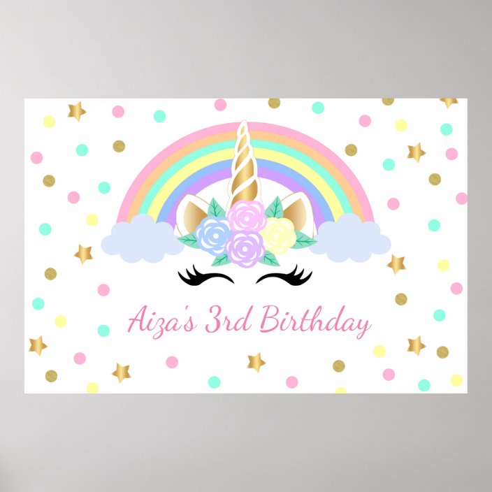 Magical Unicorn Backdrop Rainbow Unicorn backdrop Poster | Zazzle.com