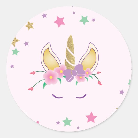 Magical Unicorn Birthday Decals Classic Round Sticker | Zazzle.com