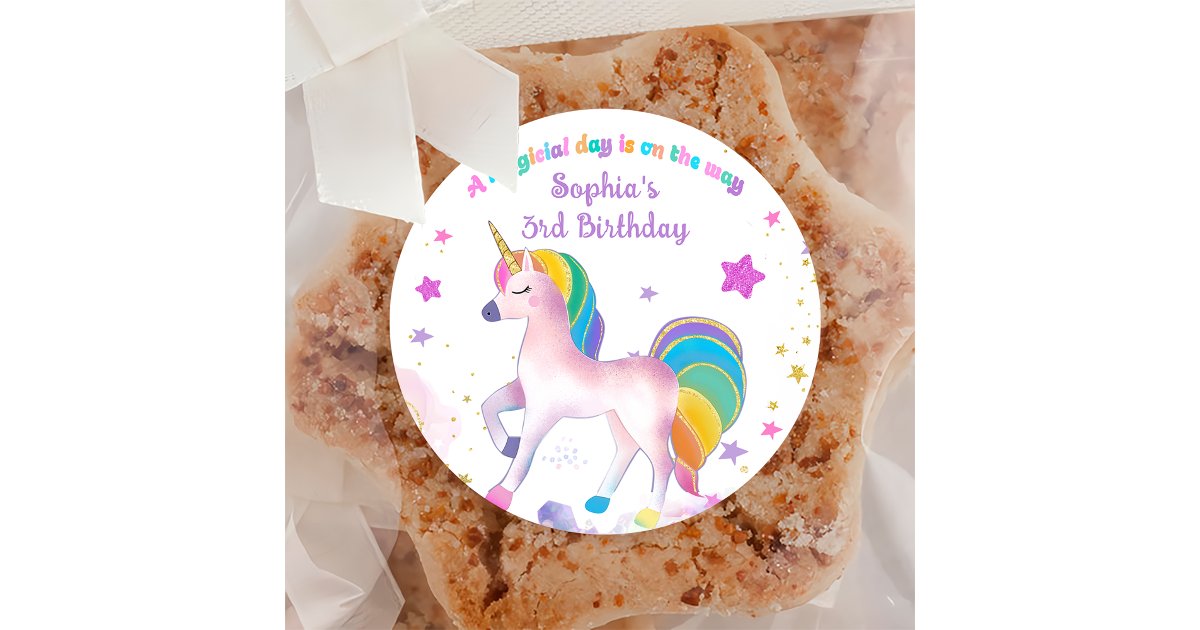 Magical Unicorn Birthday Sticker | Zazzle
