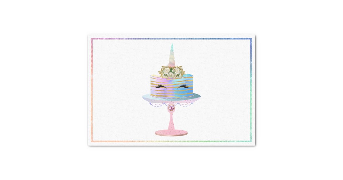 Magical Unicorn Cake | Fantasy Watercolor Party Tissue Paper | Zazzle
