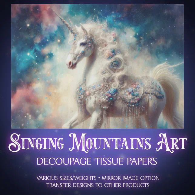 Magical Unicorn Galaxy Fantasy Art Decoupage Tissue Paper | Zazzle