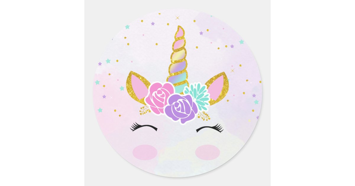 Magical Unicorn Glitter Classic Round Sticker | Zazzle