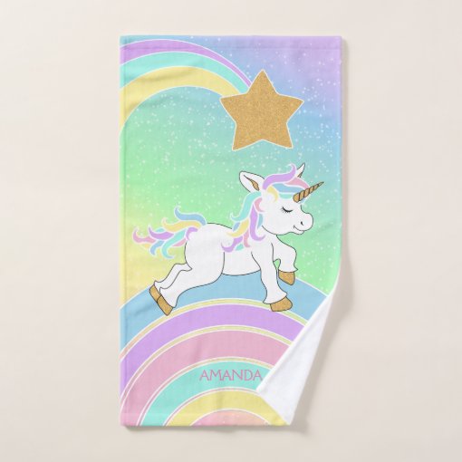 Magical Unicorn Rainbow Bath Towel Set | Zazzle