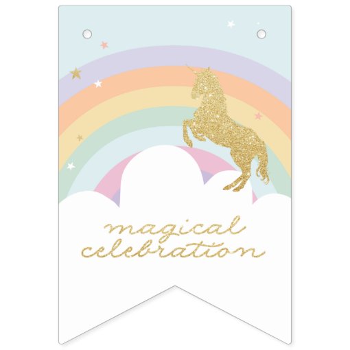 Magical Unicorn Rainbow Birthday Bunting Bunting Flags | Zazzle