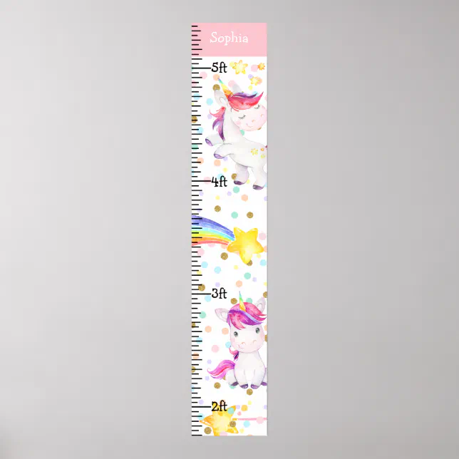 Magical Unicorn Rainbow Girl Growth Chart | Zazzle
