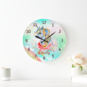 Magical Unicorn Rainbow Personalized Wall Clock | Zazzle