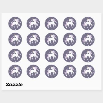 Magical Unicorn Round Sticker. Classic Round Sticker | Zazzle