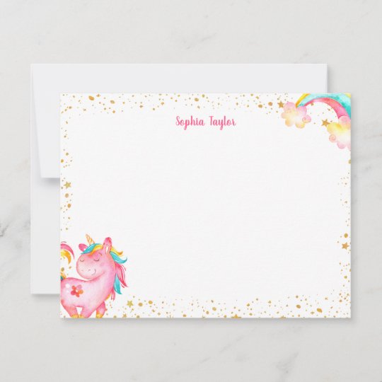 Magical Unicorn Stars Kids Personalized Stationery Note Card | Zazzle.com