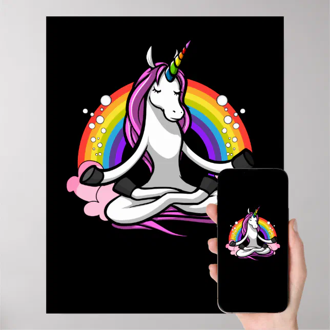 Magical Unicorn Yoga Zen Meditation Rainbow Poster | Zazzle