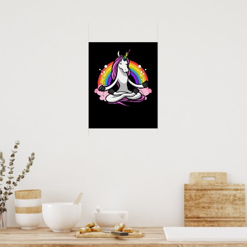 Magical Unicorn Yoga Zen Meditation Rainbow Poster | Zazzle