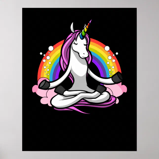 Magical Unicorn Yoga Zen Meditation Rainbow Poster | Zazzle